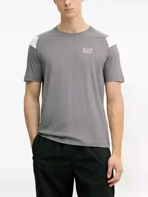 EA7 Logo-print Panelled T-shirt - Grey