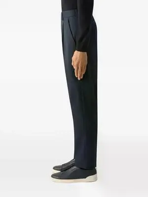 Zegna Navy Cotton And Wool Pants