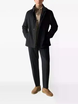 Zegna Navy Wool Silk And Cashmere Pants - Blue