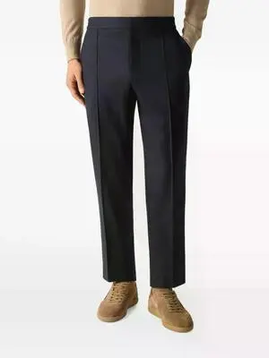 Zegna Navy Wool Silk And Cashmere Pants