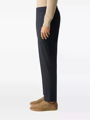 Zegna Navy Wool Silk And Cashmere Pants