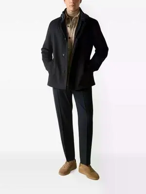 Zegna Navy Wool, Silk And Cashmere Pants