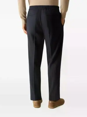 Zegna Navy Wool, Silk And Cashmere Pants