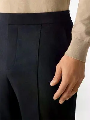 Zegna Navy Wool, Silk And Cashmere Pants