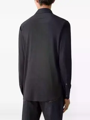 Zegna Navy Blue Cashmere And Silk Shirt - Grey