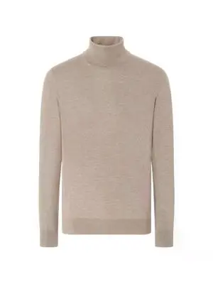 Zegna Cashseta Turtleneck In Light Taupe Mélange - Neutrals