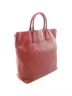 Prada Leather Tote Bag - Red