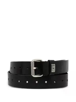 DIESEL® Logo-plaque Leather Belt - Black