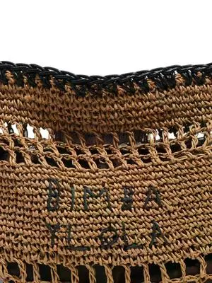 Bimba Y Lola Medium Dark Natural Raffia-effect Handbag