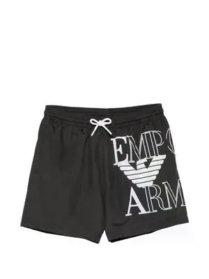Emporio Armani Logo-print Drawstring Swim Shorts - Black