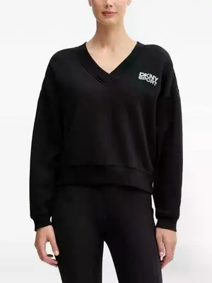 Dkny V-neck Logo-print Sweatshirt - Black