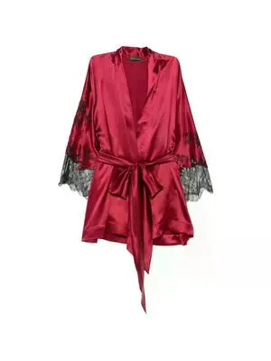 Carine Gilson Lace-trim Silk Kimono - Red