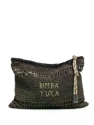 Bimba Y Lola Medium Chocolate Raffia-effect Handbag - Brown