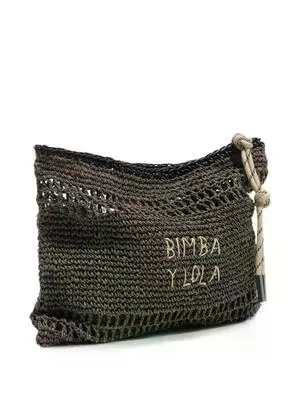 Bimba Y Lola Medium Chocolate Raffia-effect Handbag