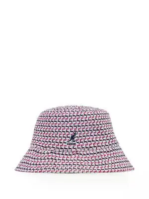 KANGOL Logo-embroidered Patterned Bucket Hat - White
