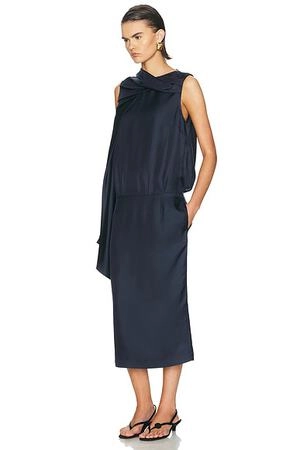 Loulou De Saison Izia Draped Cape Dress - Navy