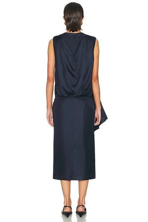 Loulou De Saison Izia Draped Cape Dress - Navy