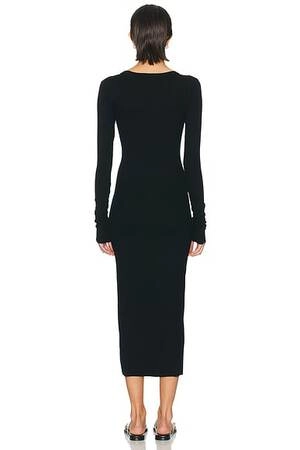 Eterne V Neck Butter Rib Midi Dress