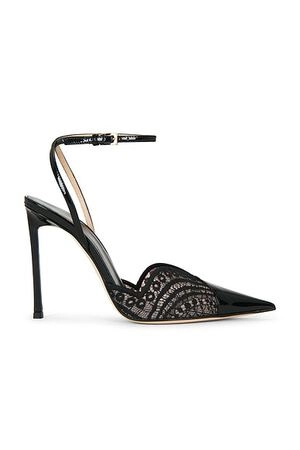 TOM FORD Patent Leather Lace Ankle Strap Pump - Black