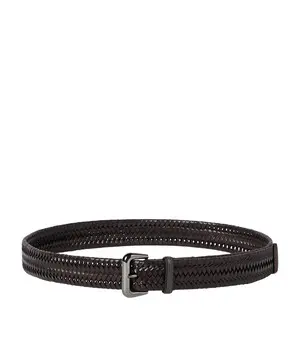 Brunello Cucinelli Leather Woven Belt - Brown