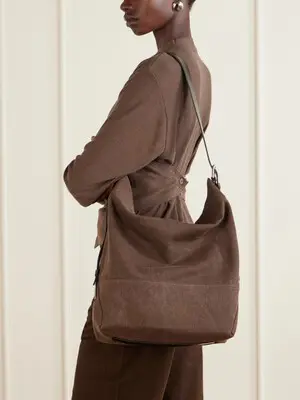 LEMAIRE Belted Leather-trimmed Canvas Tote