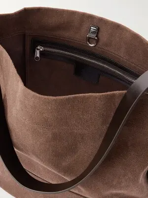 LEMAIRE Belted Leather-trimmed Canvas Tote