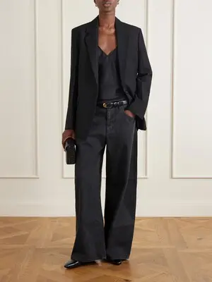 NILI LOTAN Terese Mid-rise Wide-leg Jeans - Black