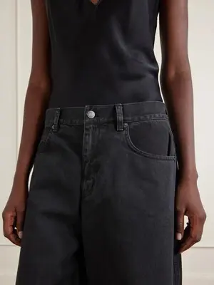 NILI LOTAN Terese Mid-rise Wide-leg Jeans - Black