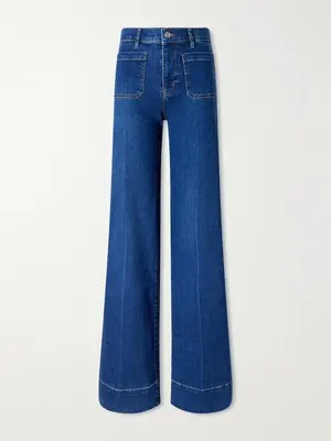 FRAME Le Slice Slim Palazzo Long High-rise Wide-leg Jeans - Blue