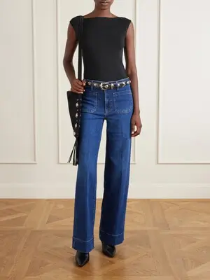 FRAME Le Slice Slim Palazzo Long High-rise Wide-leg Jeans