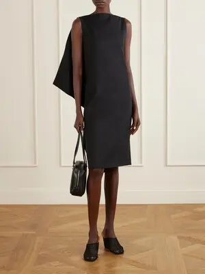 JIL SANDER Open-back Silk And Wool-blend Midi Dress