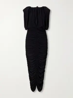 Aje Lunaria Gathered Belted Jersey Midi Dress - Black