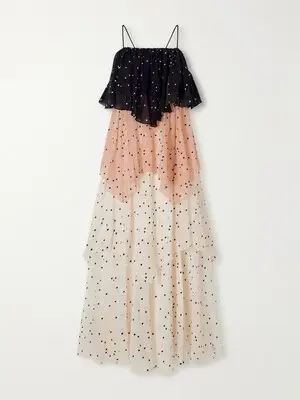 Aje Songstress Polka-dot Organza Maxi Dress
