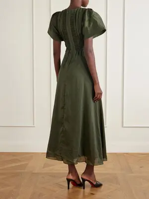 Aje Movement Gathered Lyocell And Linen-blend Midi Dress
