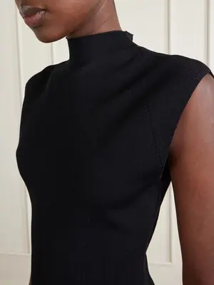 Aje Fleura Floral-trimmed Knit Midi Dress