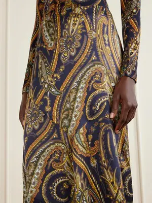 Etro Paisley-print Satin Midi Skirt
