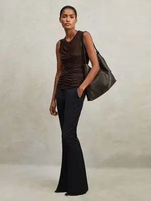 REISS Petite Wool-blend Tailored Flared Suit Trousers