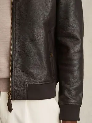 REISS Leather Bomber Jacket