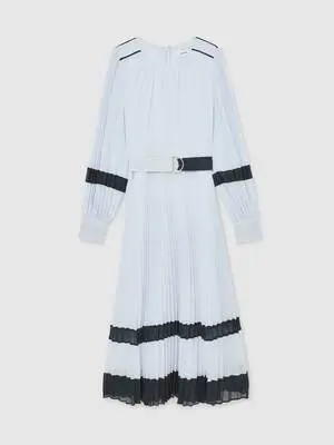 REISS Colour Block Pleated Midi Dress