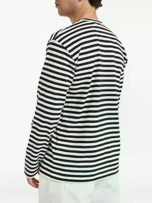 Play Comme Des Garcon Striped Heart-patch Long-sleeve T-shirt - White