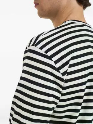 Play Comme Des Garcon Striped Heart-patch Long-sleeve T-shirt - White