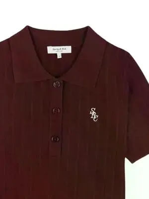 SPORTY & RICH Src Ribbed-knit Polo Shirt - Red