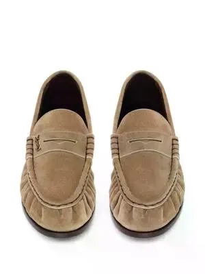 Saint Laurent Le Loafer Supple Shoes In Suede - Neutrals