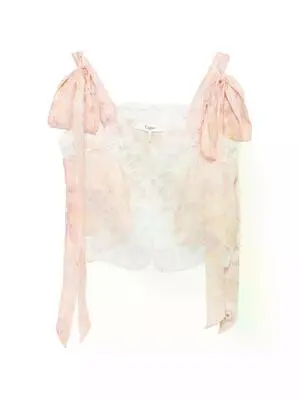 Chloé Lace-trimmed Floral-print Cropped Top - Pink