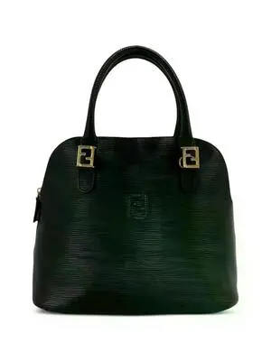 Fendi 1980-1990 Leather Handbag With Gold Tone Ff Detail