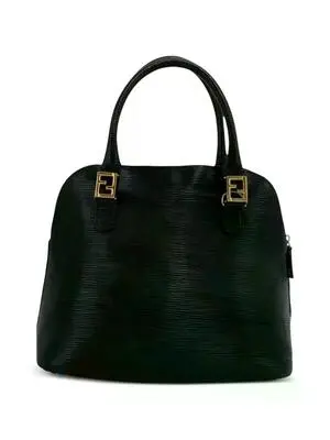 Fendi 1980-1990 Leather Handbag With Gold Tone Ff Detail
