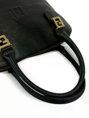 Fendi 1980-1990 Leather Handbag With Gold Tone Ff Detail