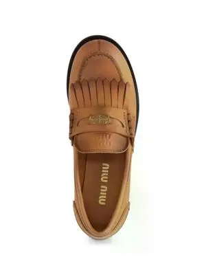 Miu Miu Leather Loafers With Fringe Detail