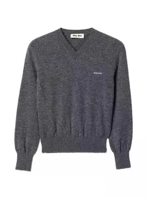 Miu Miu V-neck Wool Cardigan - Grey