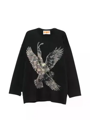 PDF Graphic-print Long-sleeves Sweatshirt - Black